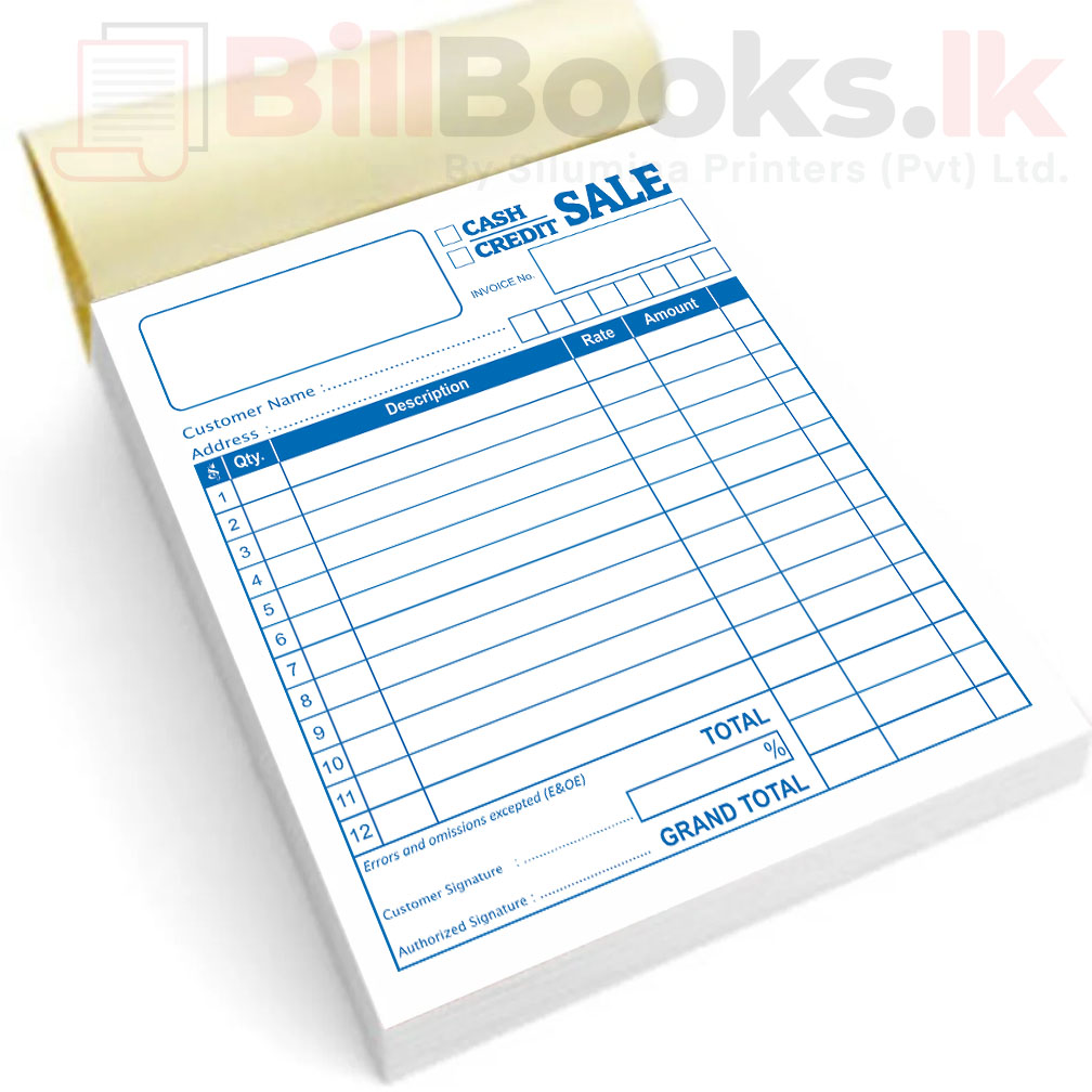 “Silumina” A6 Cash Sale Invoice Bill Book (11cm x 15cm) 50 Bills ...