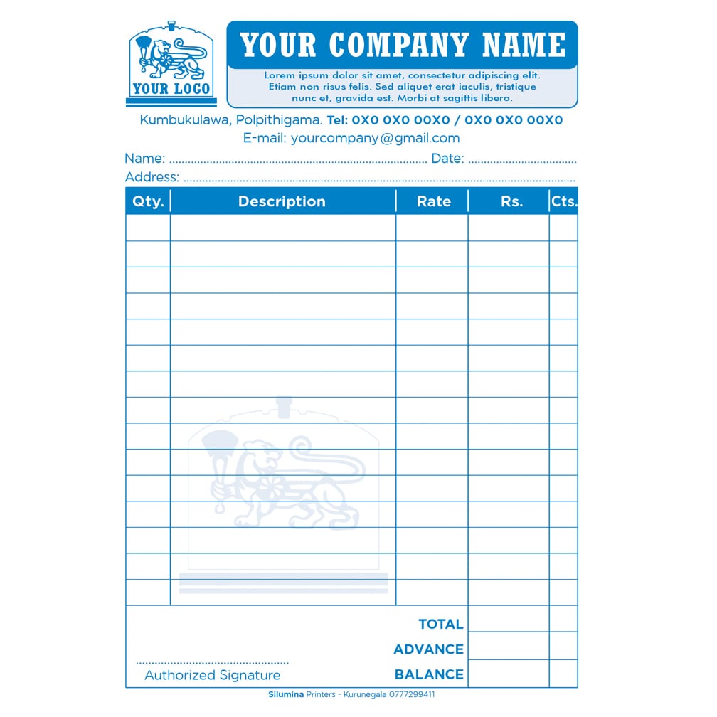 `A4 Size NCR (Carbonless Paper) Customized Bill Books